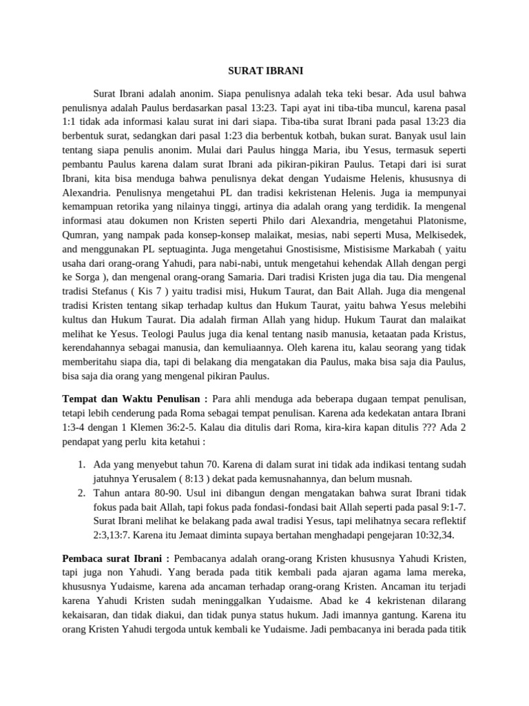 Analisis Surat Ibrani dan Paraneisis | PDF