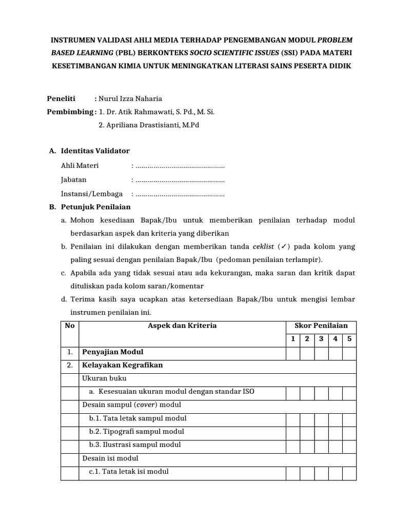 Instrumen Validasi Ahli Media | PDF