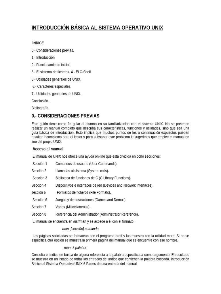 Introducción Básica Al Sistema Operativo Unix 2023 | PDF | Archivo de ...