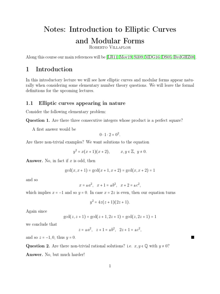 Introduction To Elliptic Curves and Modular Forms - Roberto Villaflor | PDF | Mathematics ...