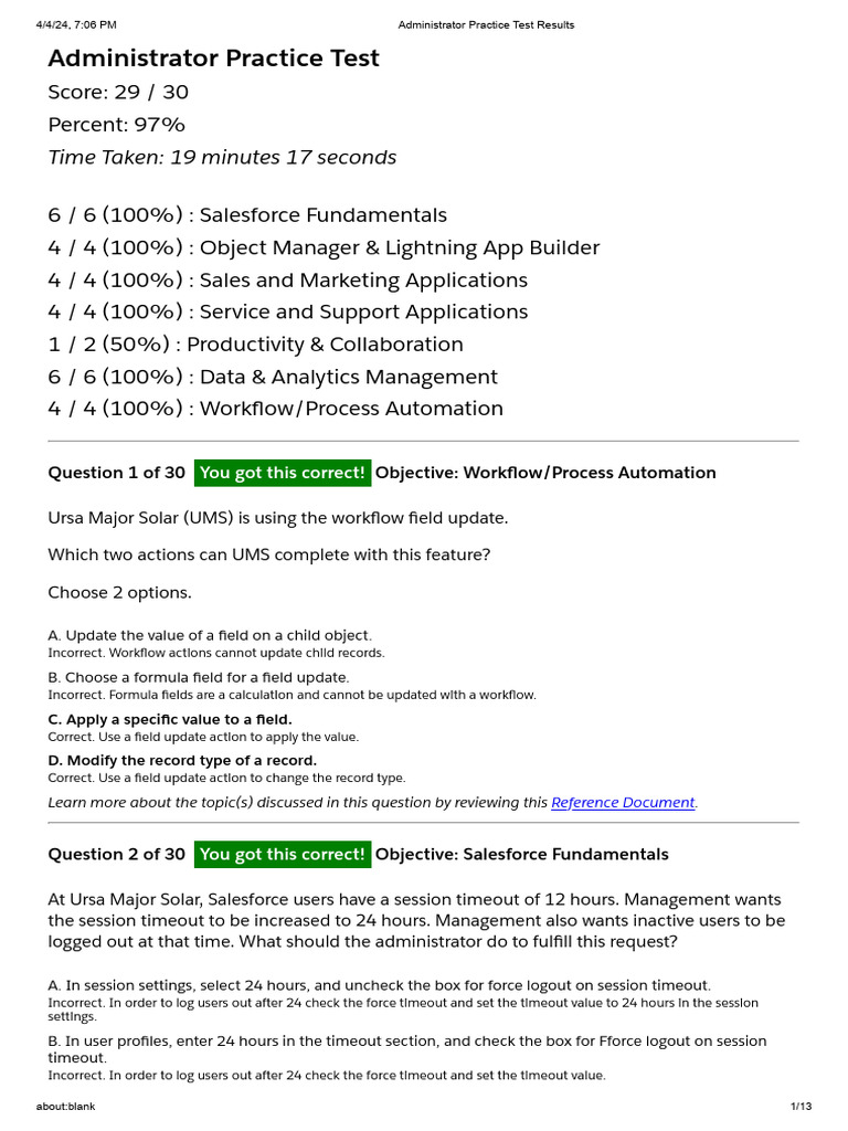 Administrator Practice Test Results66 | PDF | Websites | Microsoft Outlook