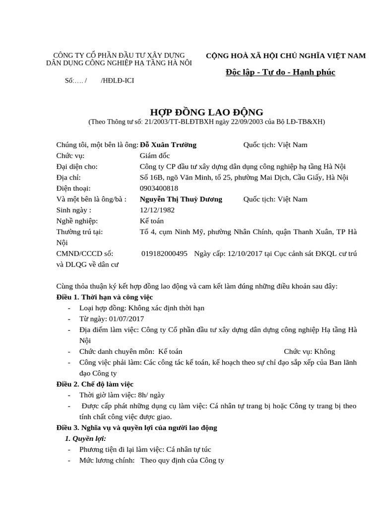 HDLD NC Dieu Hoa Thang 12 | PDF