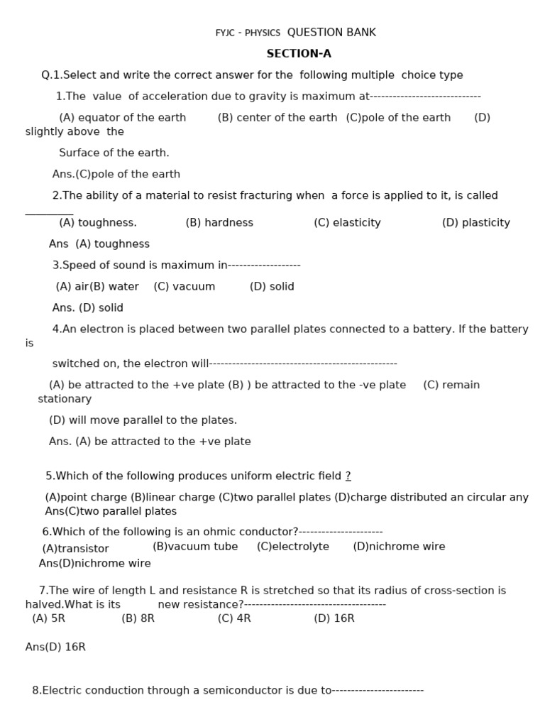 Class 11 Physics Question Bank PDF | PDF | Semiconductors | Doping ...