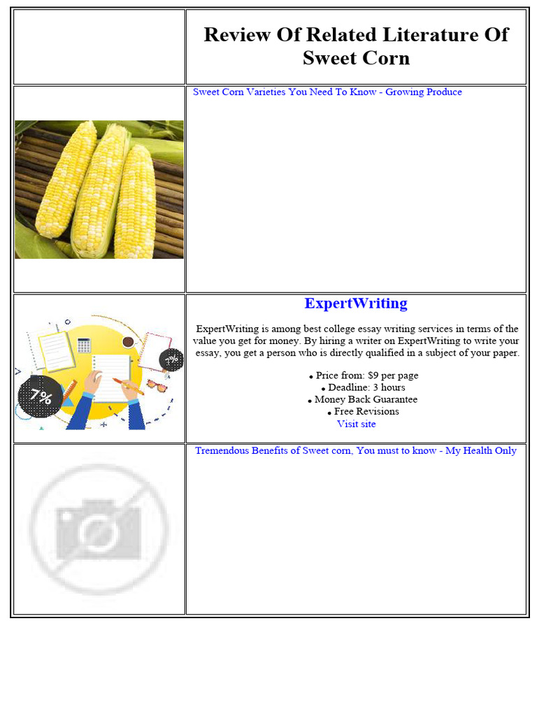 Review of Related Literature of Sweet Corn | PDF | Thesis | Essays