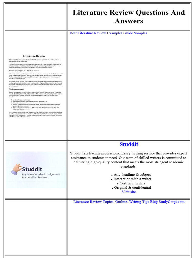 Literature Review Questions and Answers | PDF | Thesis | Antimicrobial ...