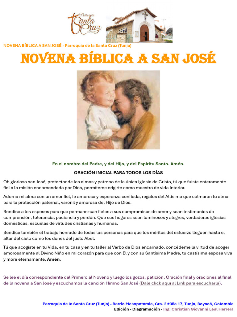Novena A San José - Santa Cruz - Tunja - 2025 | PDF | San José | María ...