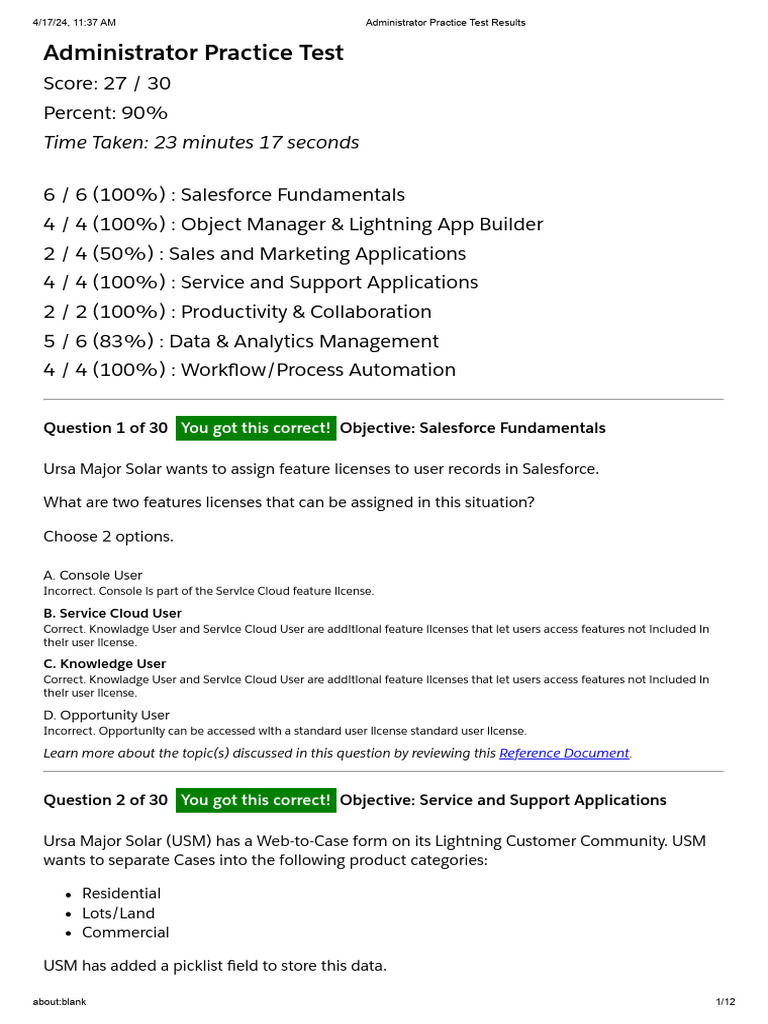 Administrator Practice Test Results Summary | PDF | Business Process ...