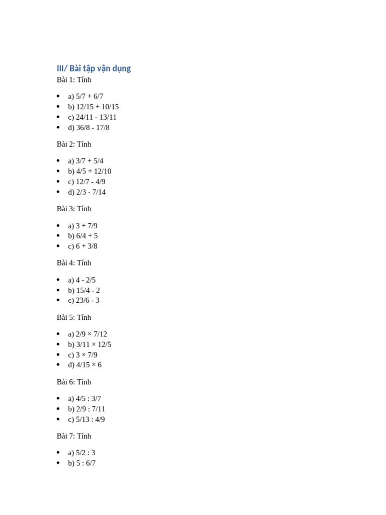 Bai Tap Phan So | PDF