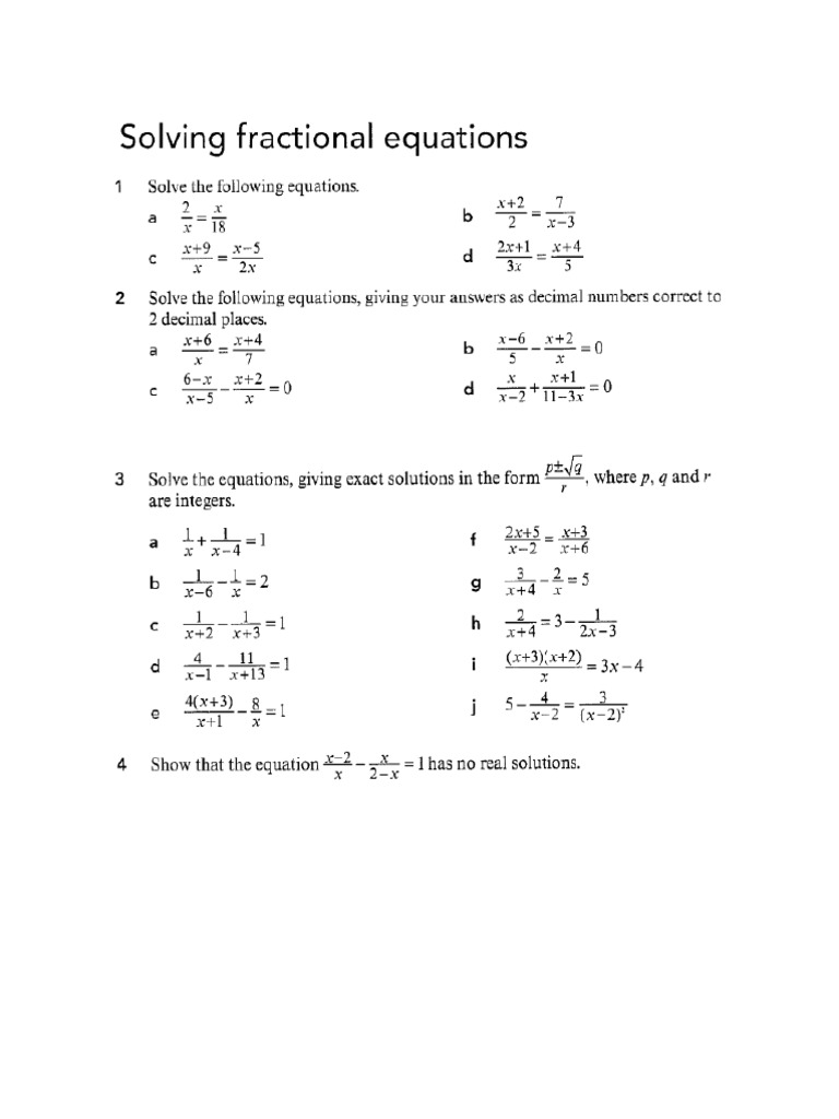 Solving Fractional Equations | PDF