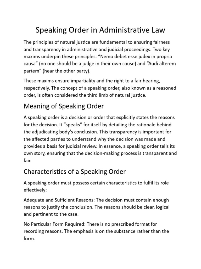 Understanding Speaking Orders in Law | PDF | Justice | Crime & Violence
