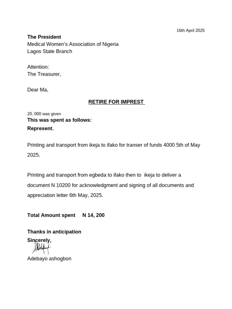 Retire For Imprest | PDF