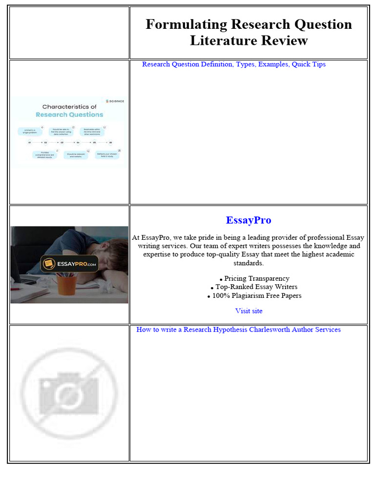 Formulating Research Question Literature Review | PDF | Energy ...