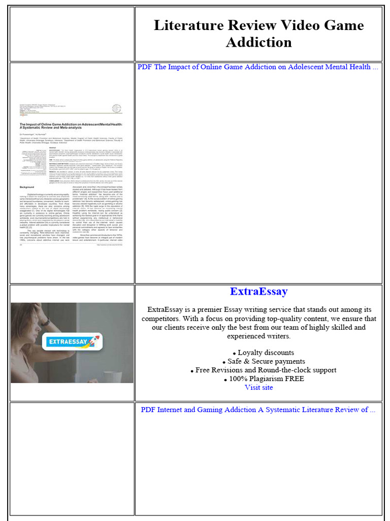 Literature Review Video Game Addiction | PDF | Thesis | Recycling