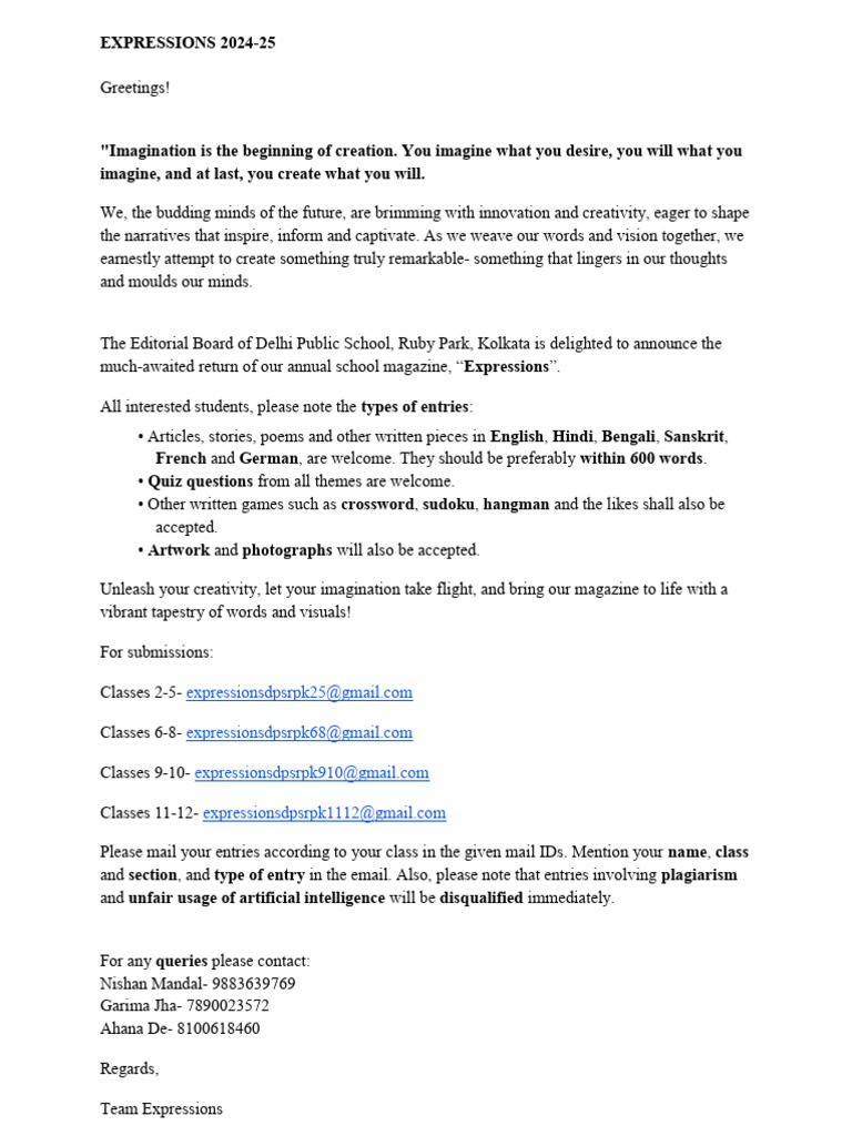 Expression 2024 25 | PDF