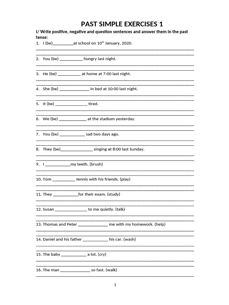 Past Simple Tense Exercises | PDF | Linguistics | Syntax