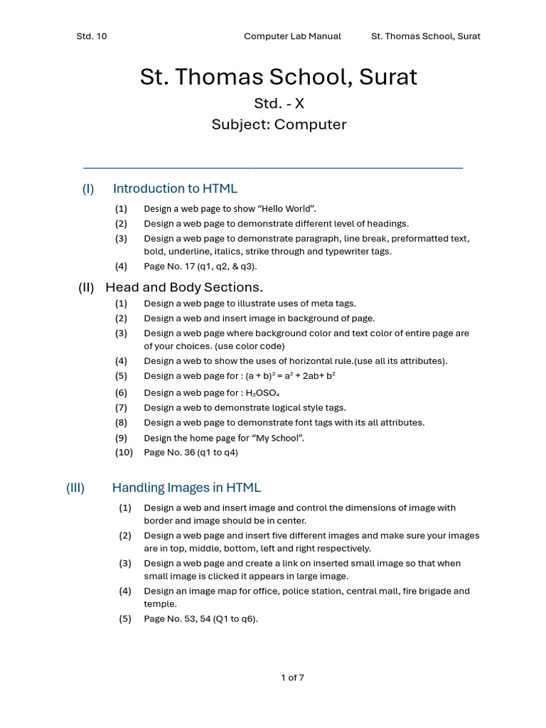 10th LabManual | PDF | Html Element | Computing
