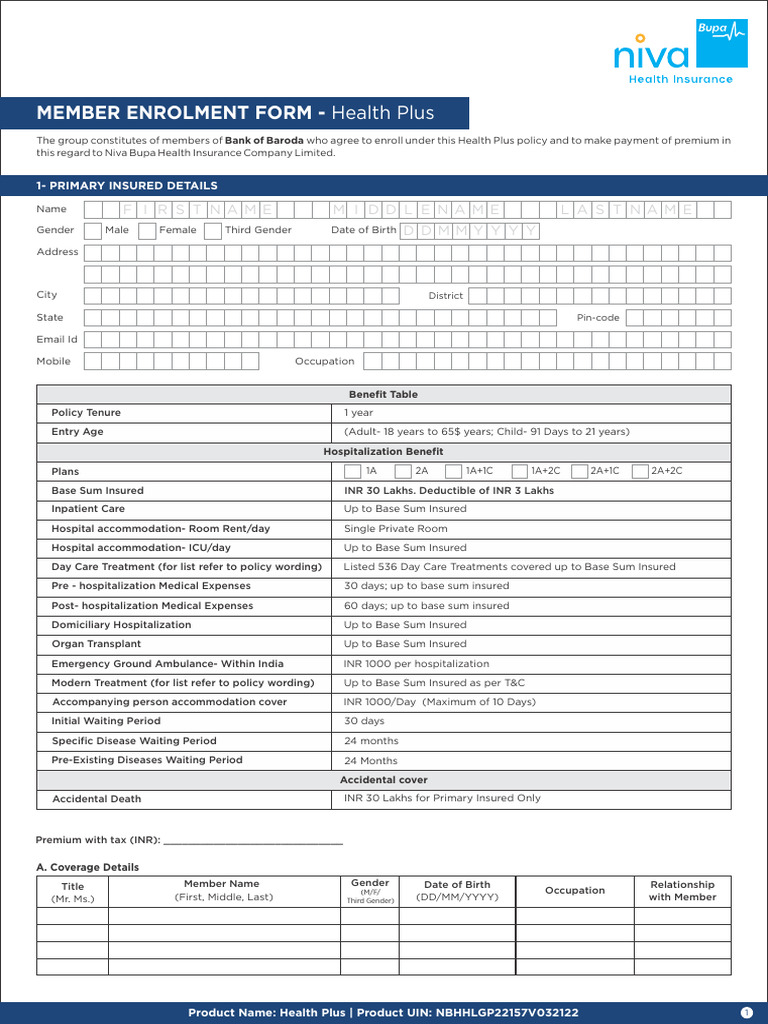 BOB SPP Enrolment Form v2 | PDF | Insurance | Underwriting