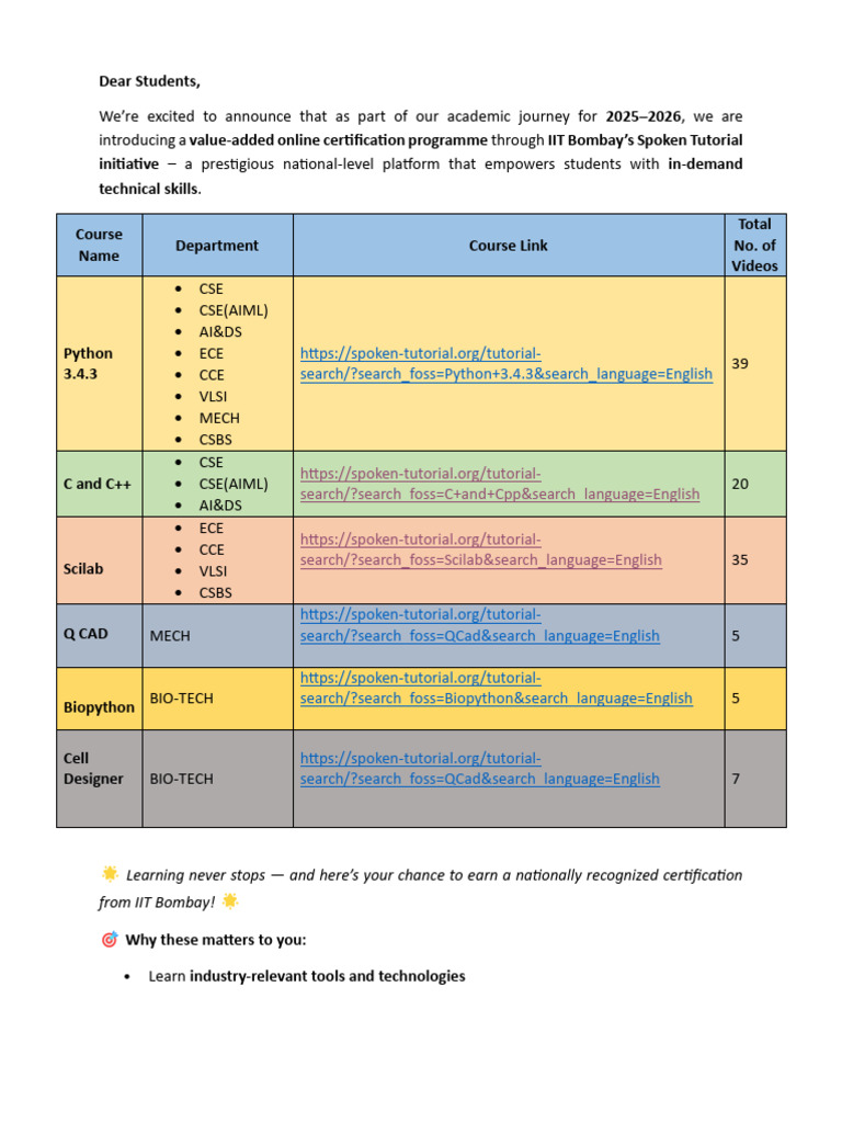 Spoken Tutorial Brochure | PDF