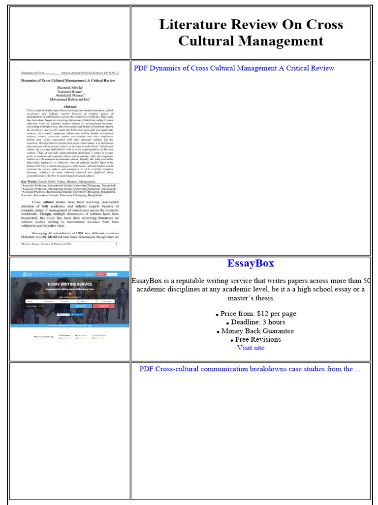 Literature Review On Cross Cultural Management | PDF | Cloud Computing ...