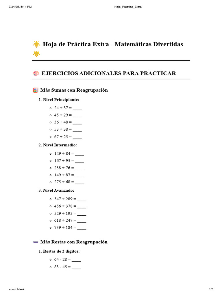 Hoja Practica Extra | PDF
