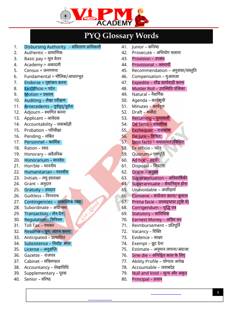 Glossary Official Words | PDF