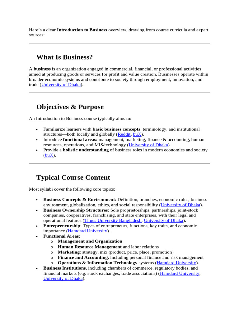 Introduction To Business | PDF | Business | Entrepreneurship