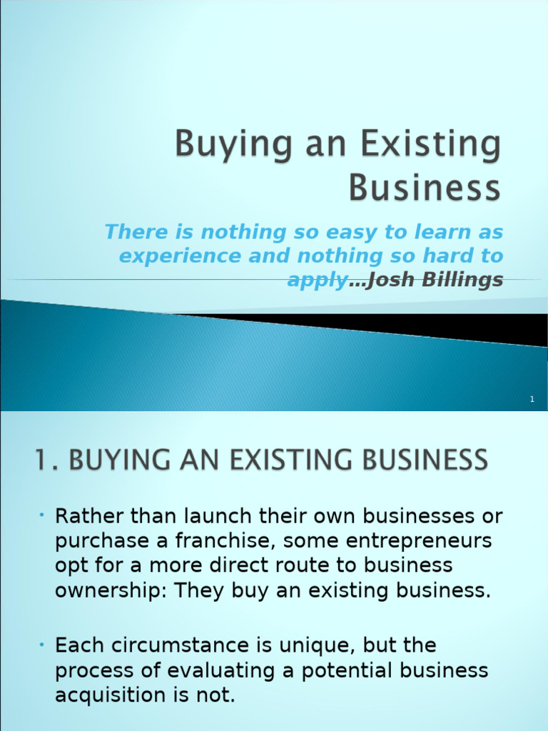 Steps to Buy an Existing Business | PDF | Discounting | Mergers And ...