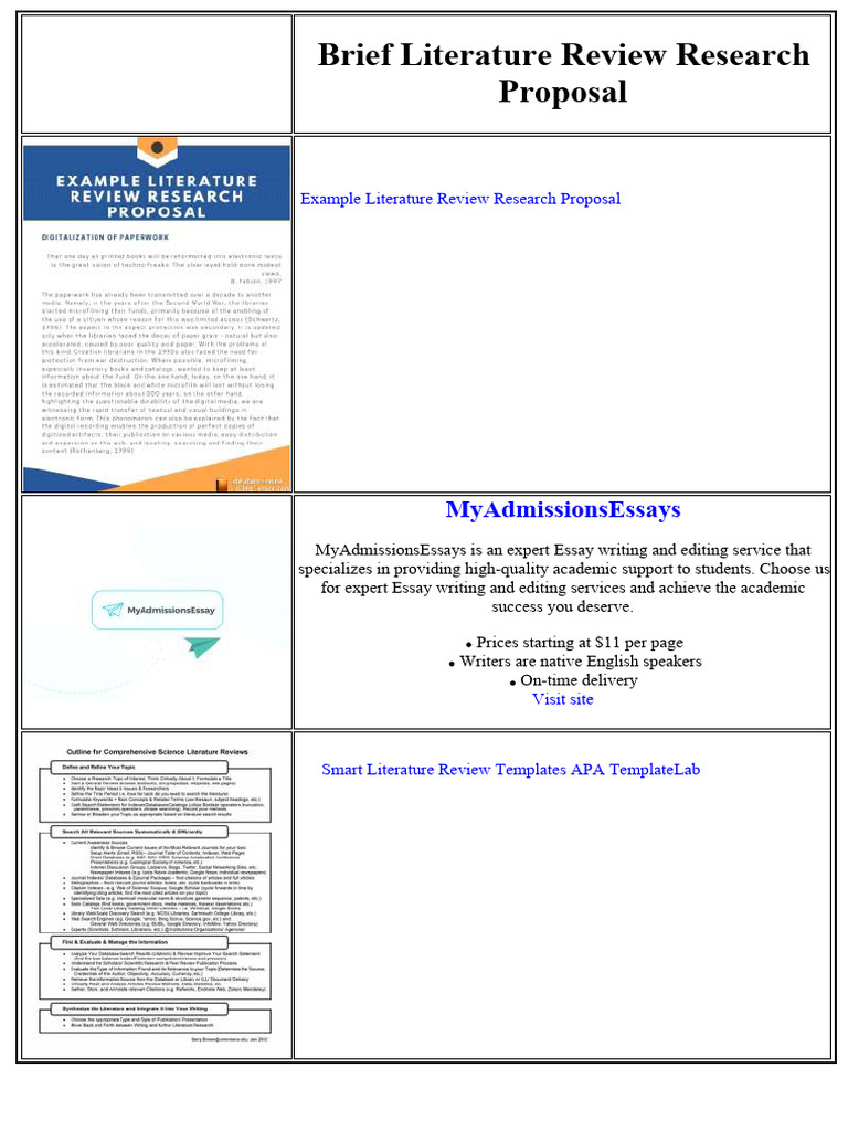 Brief Literature Review Research Proposal | PDF | Biofilm | Thesis