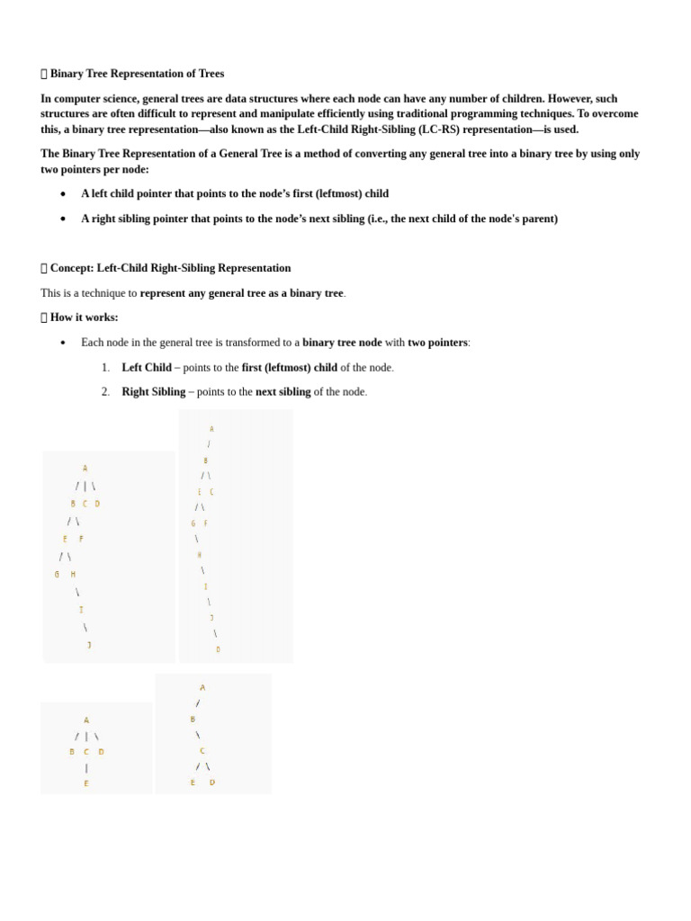 ? Binary Tree Representation of Trees | PDF | Vertex (Graph Theory) | Mathematical Relations