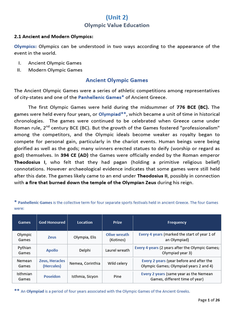 Unit 2 | PDF | Olympic Games | Multi Sport Events