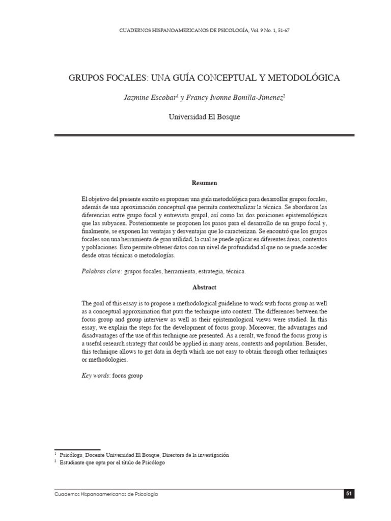 Guía Metodológica de Grupos Focales | PDF | Grupo de enfoque | Conocimiento