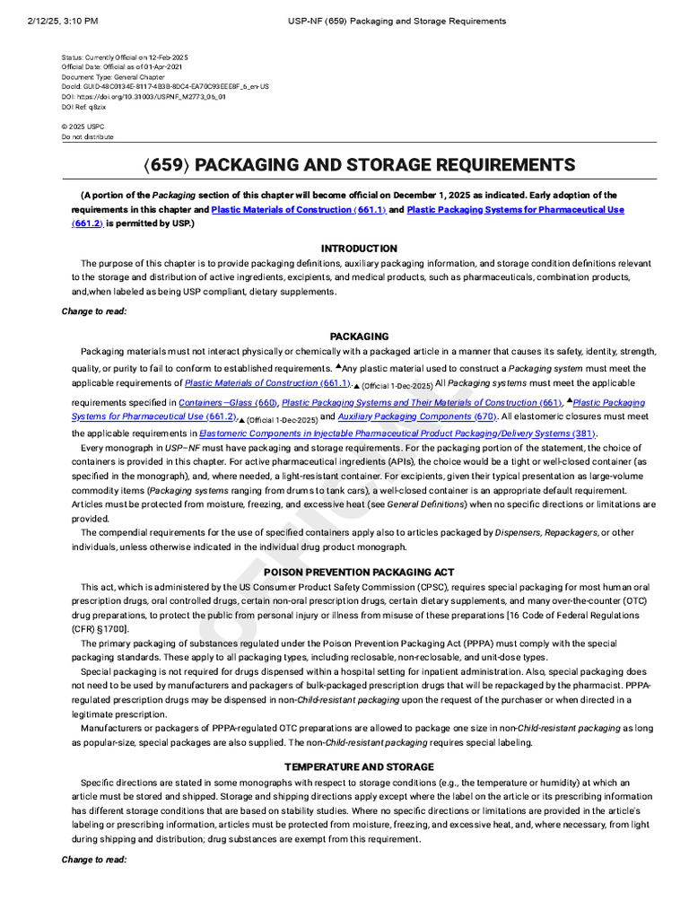 137 - 659 Packaging and Storage Requirements | PDF | Over The Counter ...
