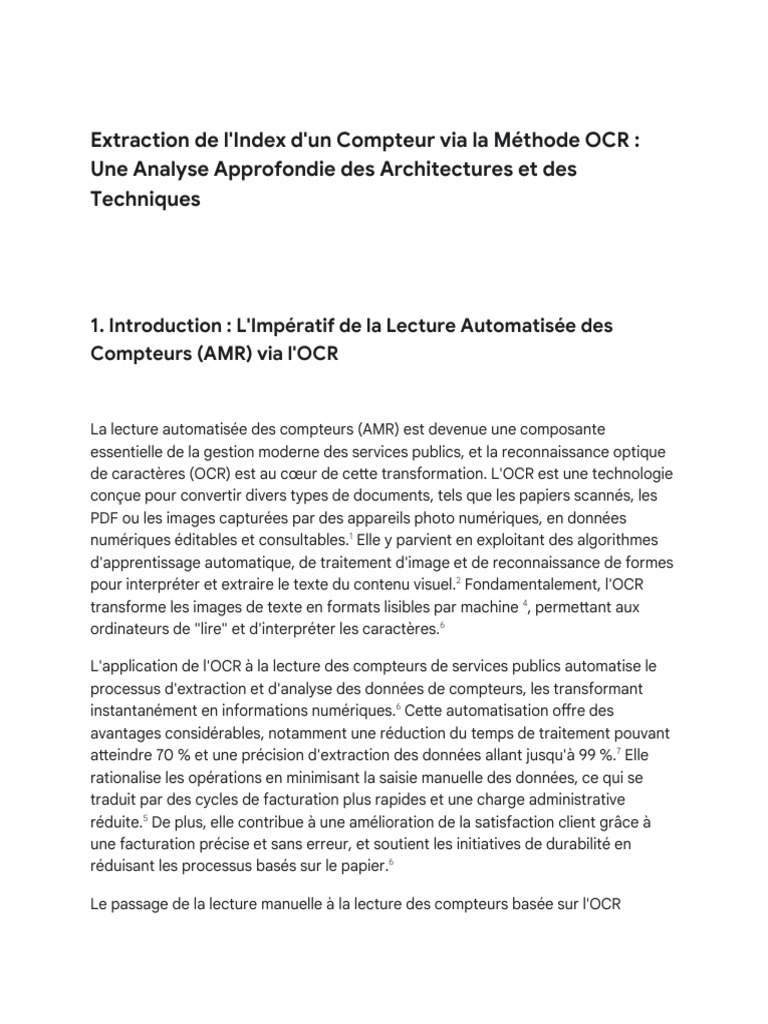 OCR pour l'Extraction des Index de Compteurs | PDF | Reconnaissance ...