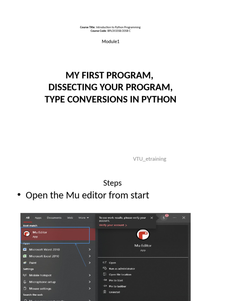 Session 5-Python-Your First Program - BPLCK105B205B - VTU | PDF | Mathematical Logic | Computer ...