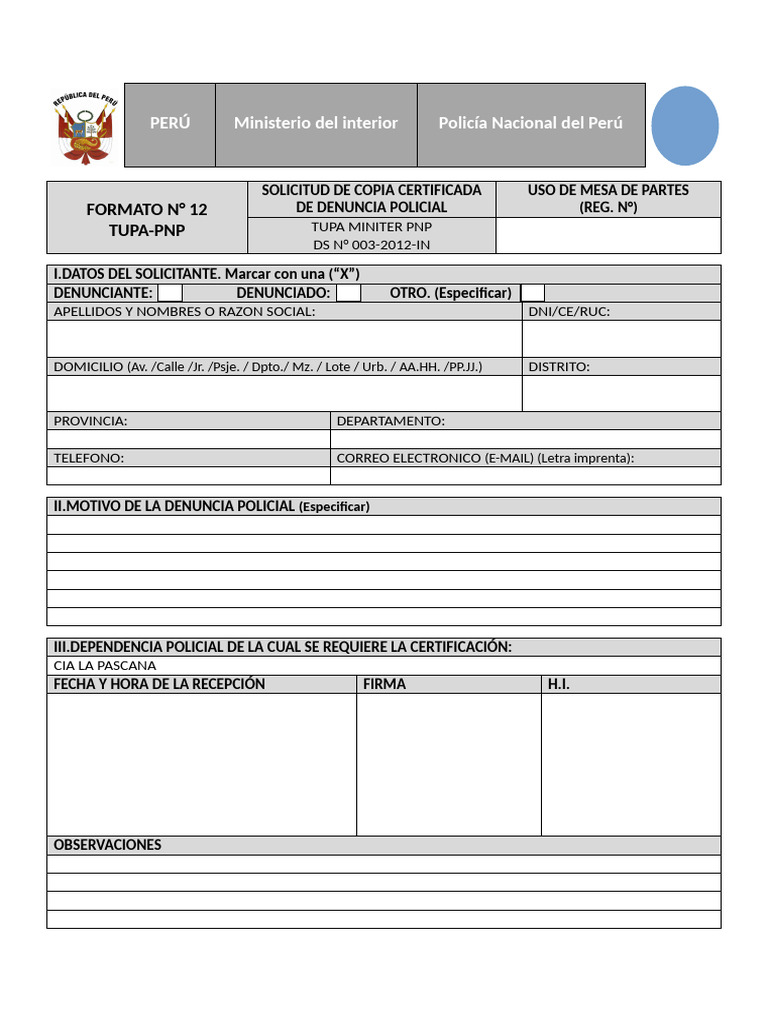 Formato Tupa 12 CC | PDF