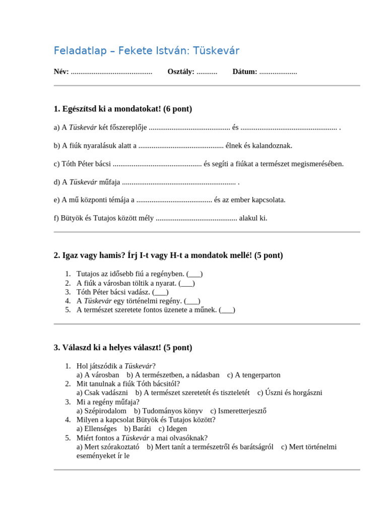 Tuskevar Feladat | PDF