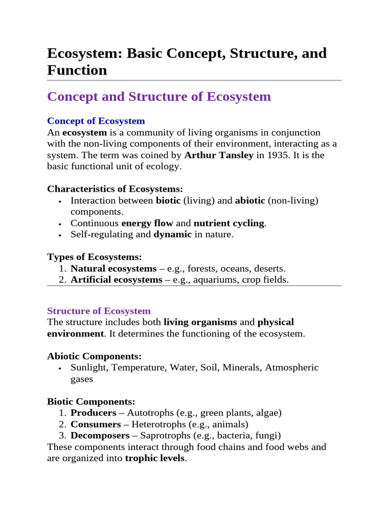 Ecosystem Concept Structure and Function | PDF | Ecosystem | Food Web