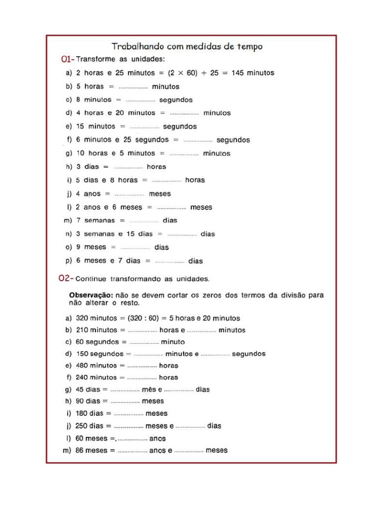 Medidas de Tempo 6º Ano................... | PDF