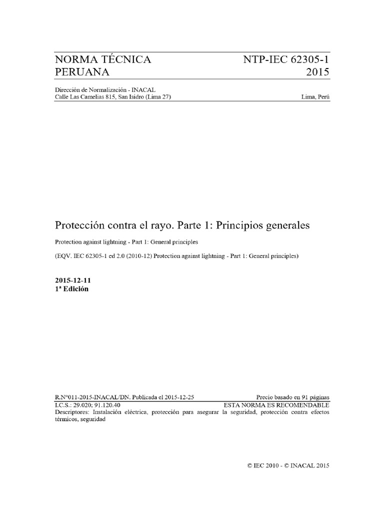 Ntp-Iec 62305-1 - Rayo | PDF