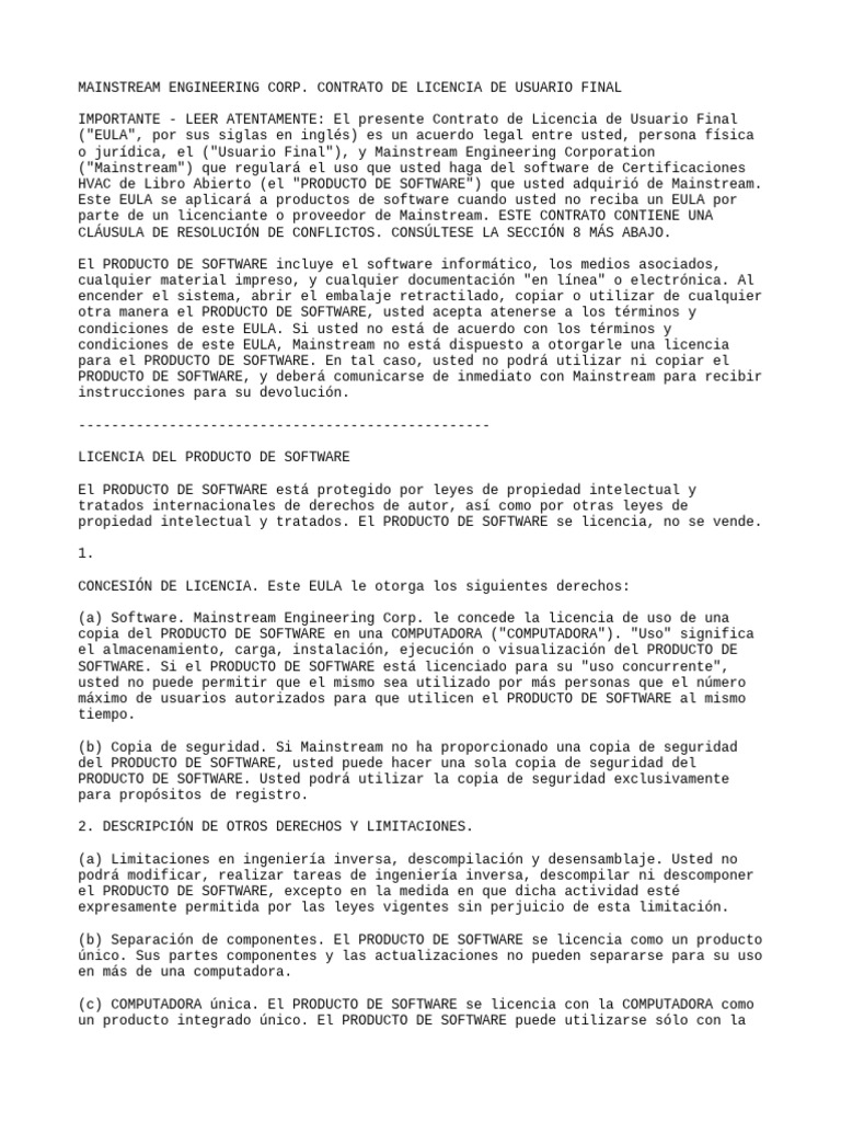 EULA Es | PDF | Software | Arbitraje