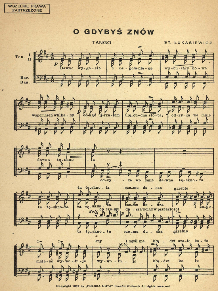 O Gdybys Znow (Tango) - Stanislawa Lukasiewicz | PDF