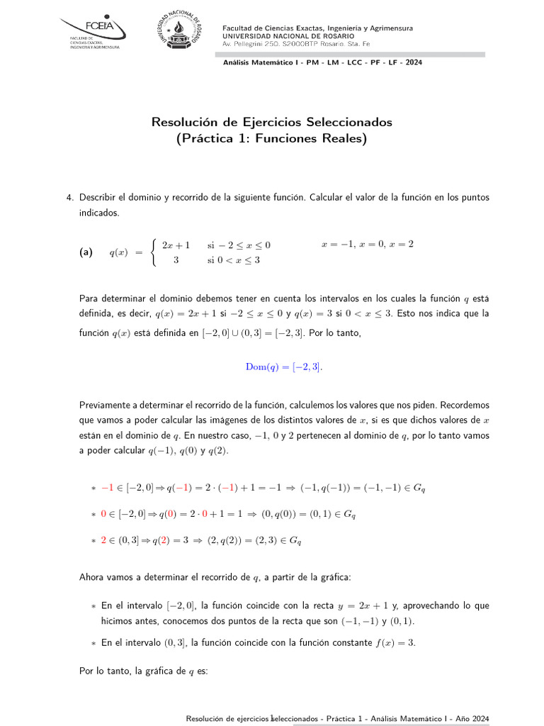 Resolución Practica 1 (AM 1) Unidad 1 | PDF | Función (Matemáticas) | Análisis matemático