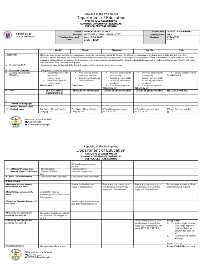 TLE 6 ICT Week 1docx 2025 2026 | PDF | Educational Technology ...