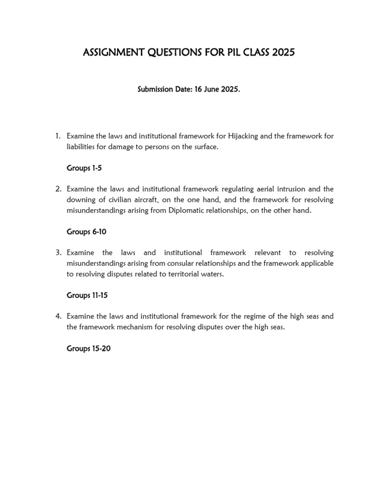 PIL Class 2025 Assignment Questions | PDF