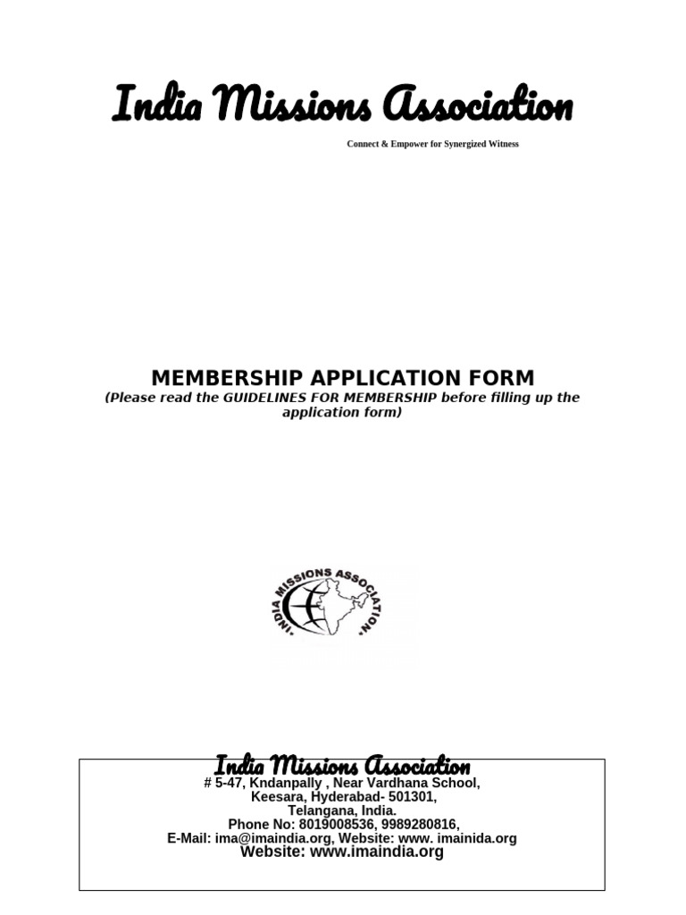 IMA Membership Application Overview | PDF | Evangelism