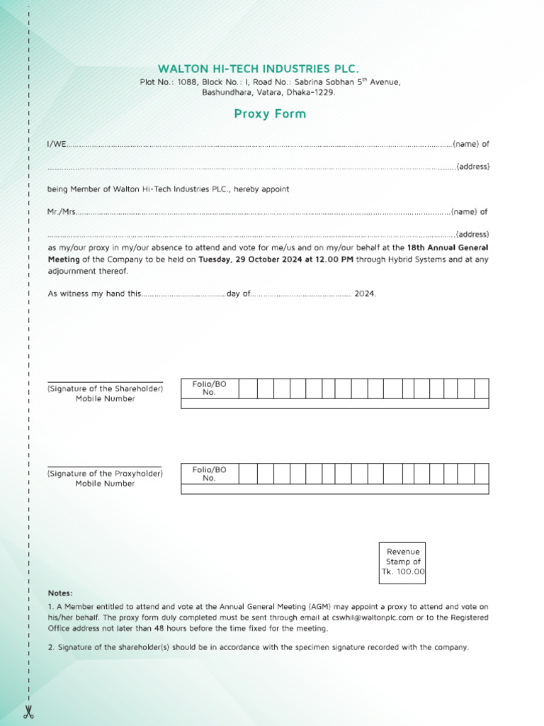 Proxy Form of 18th AGM | PDF