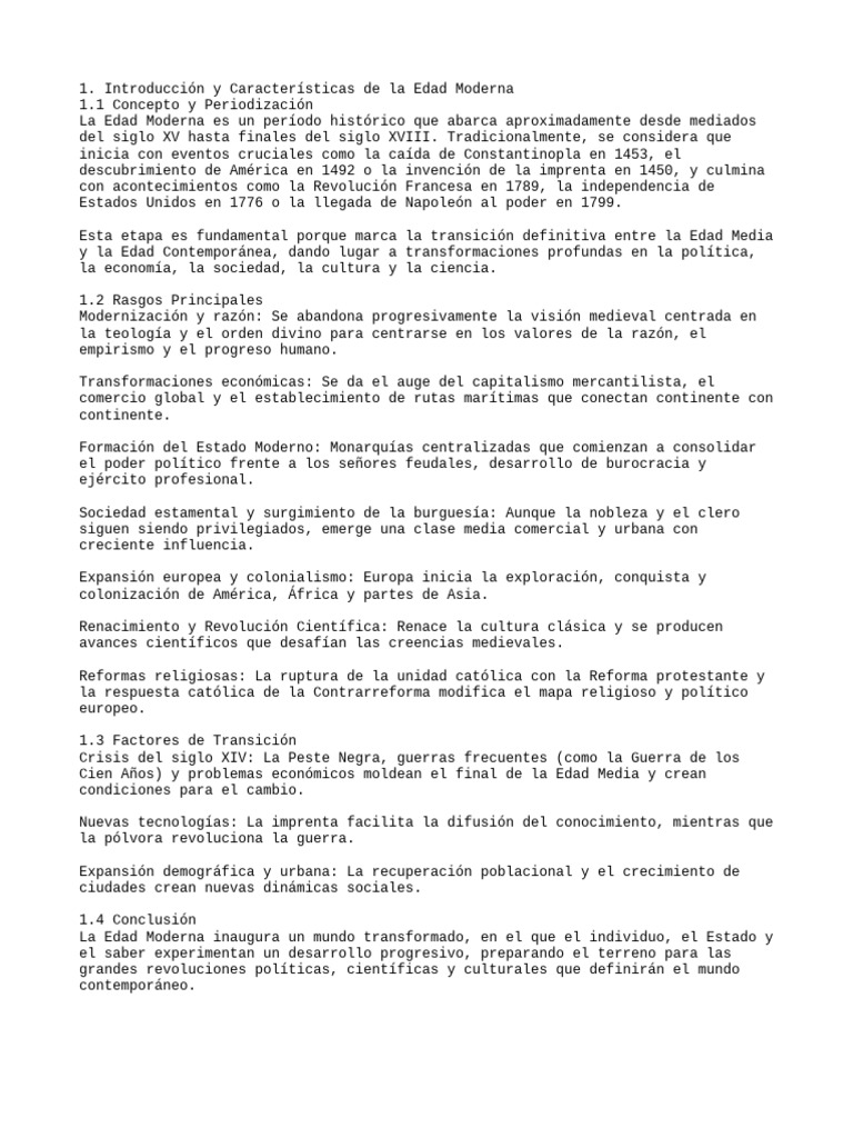 Características de la Edad Moderna | PDF | Período moderno temprano ...