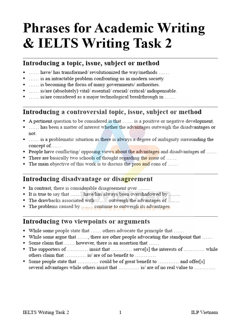 IELTS Writing Task 2 Patterns | PDF