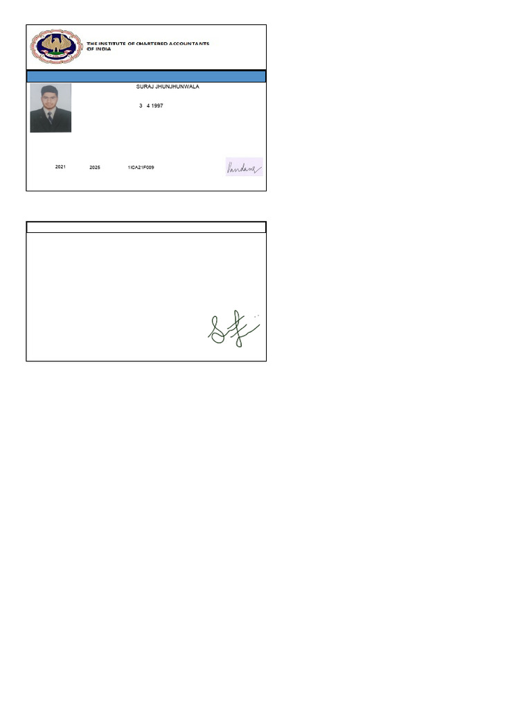 ICAI Student ID Card Details | PDF