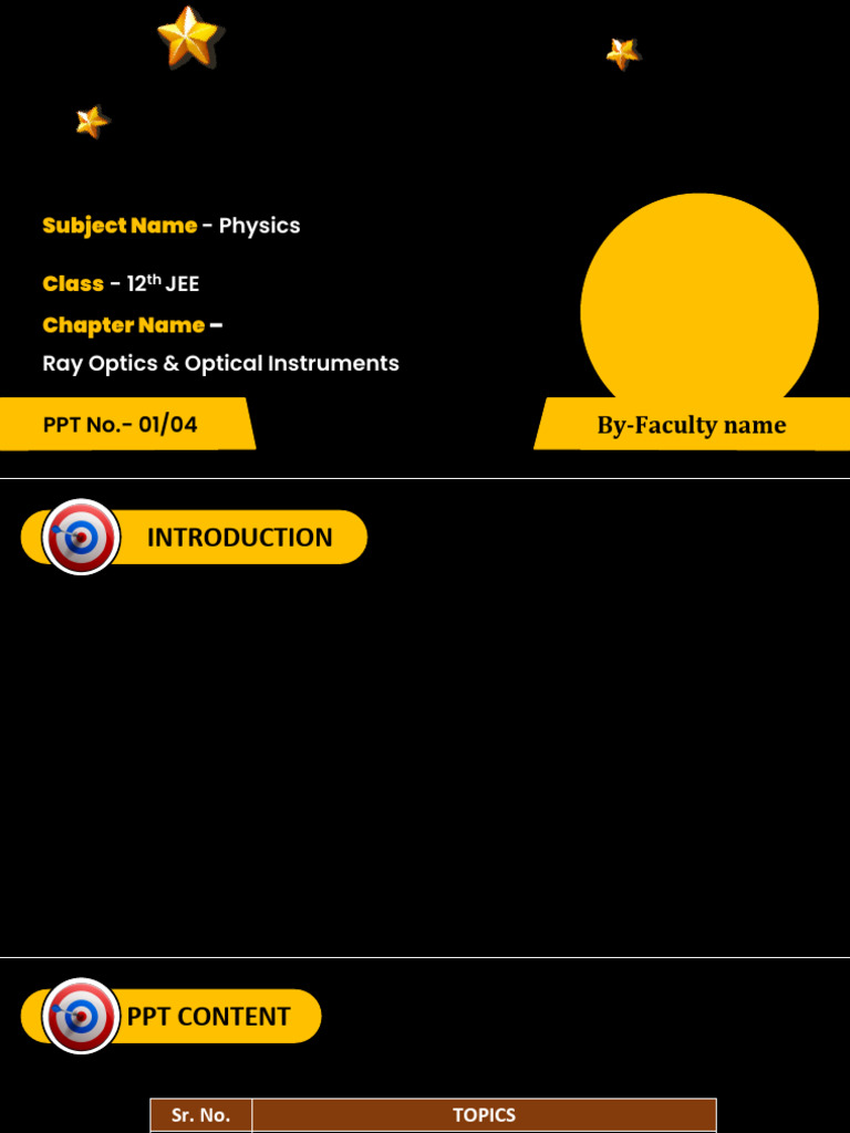 NEW JEE PPTS Ray Optics & Optical Instruments | PDF | Optics | Refraction